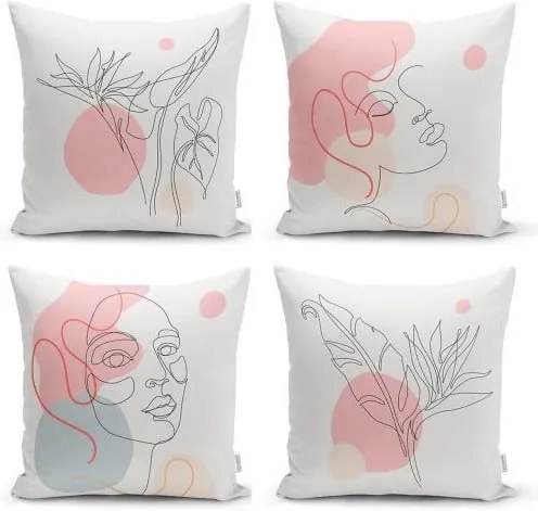 Sada 4 dekorativních povlaků na polštáře Minimalist Cushion Covers Minimalist Woman, 45 x 45 cm