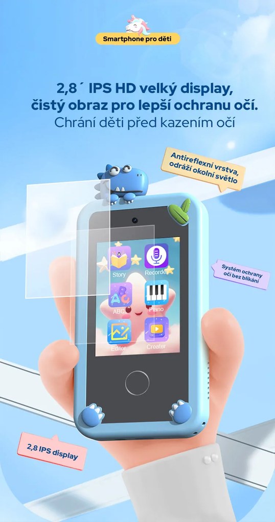 Bezdoteku Smartphone telefon pro děti Jednorožec růžový