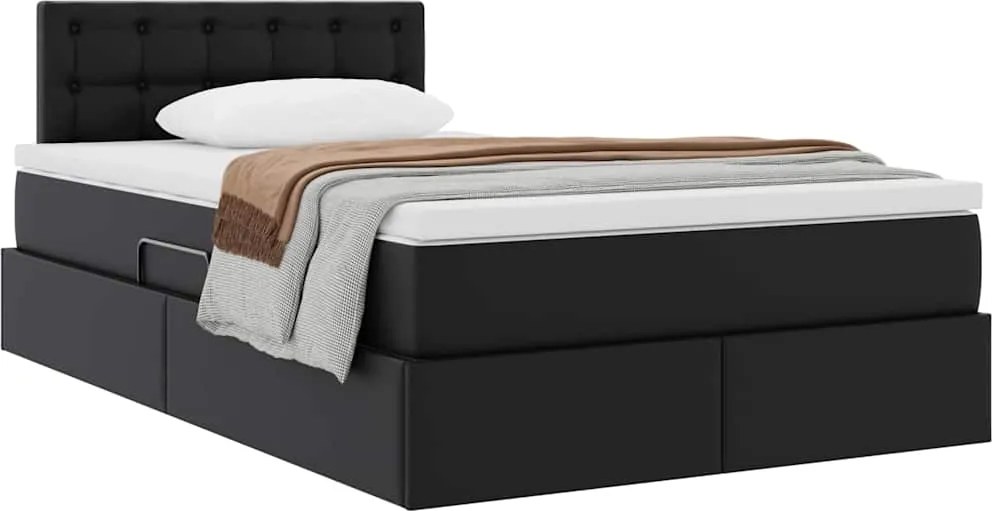 Postel s úložným prostorem a matrací s čelo Černá 120 x 190 cm 3370385