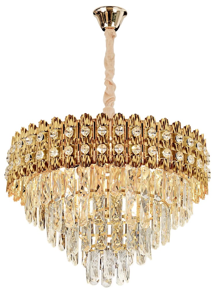 Toolight Toolight, křišťálové závěsné svítidlo 60cm, 8xE14, G058-CP, zlatá, OSW-08992