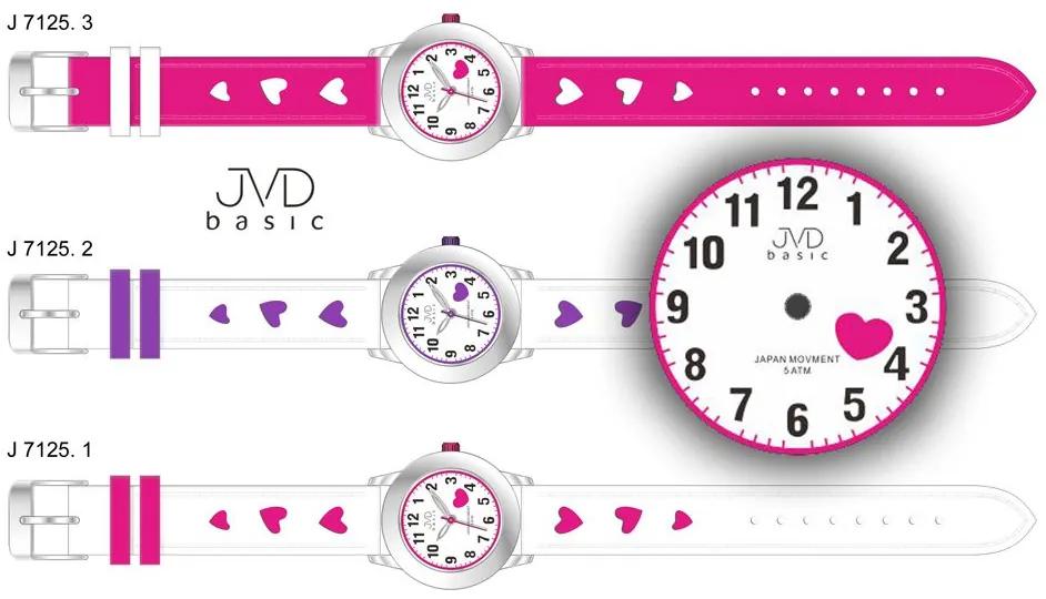 Bílé dětské náramkové hodinky JVD basic J7125.1 s růžovými srdíčky