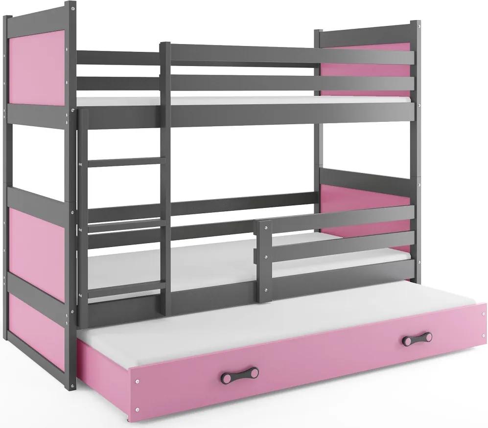 BMS Group Dětská patrová postel s přistýlkou RICO grafit Velikost postele: 190x80 cm, Barva šuplíku: Grafit