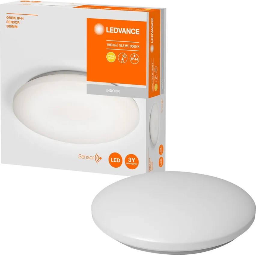 LEDVANCE Sapho, ORBIS koupelnové stropní svítidlo, průměr 300mm, sensor, 1400lm, 17W, IP44