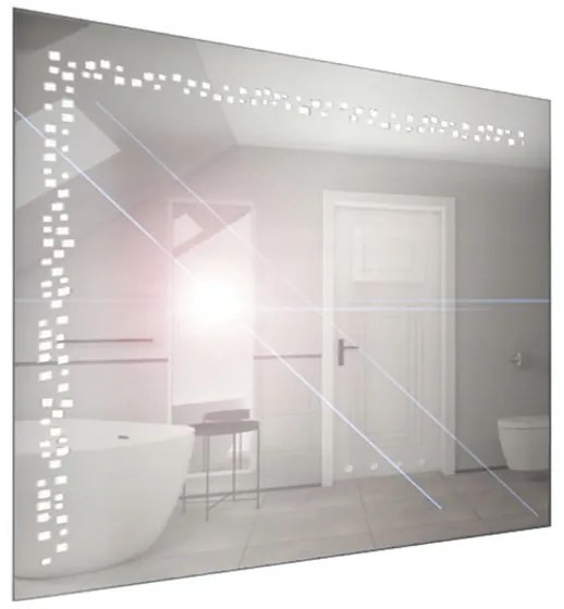 Comodo Zrcadlo závěsné s pískovaným motivem a LED osvětlením Nikoletta LED 7 Typ: dotykový vypínač, Rozměry (cm): 80x65 - (Nikoletta LED 7/80 TS)