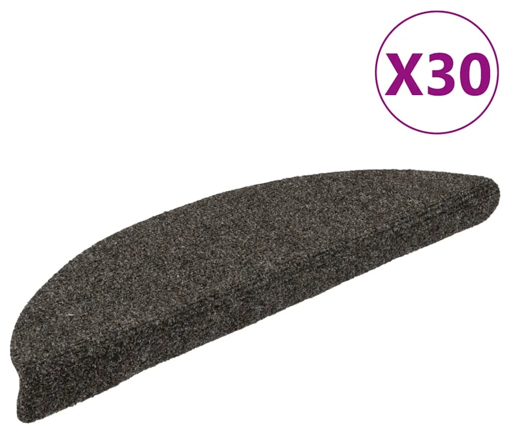 Schodové rohože samolepicí 30 ks 56 x 17 x 3 cm antracitové půlkulaté 3365687