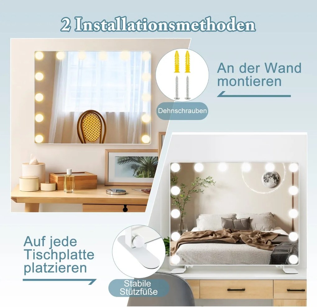 Costway Hollywood Makeup Mirror s osvětlením a Smart Touch Control Desk Mirror