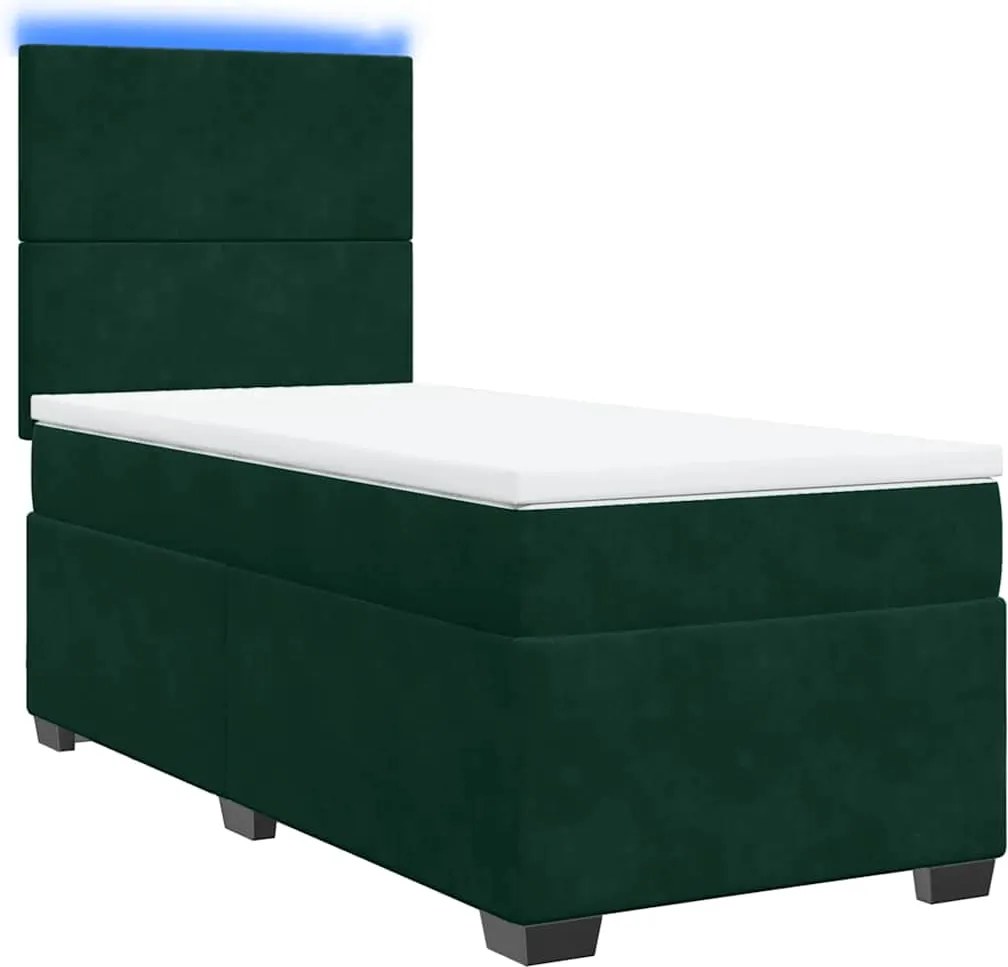 Box spring postel s matrací tmavě zelená 90x190 cm samet 3293083