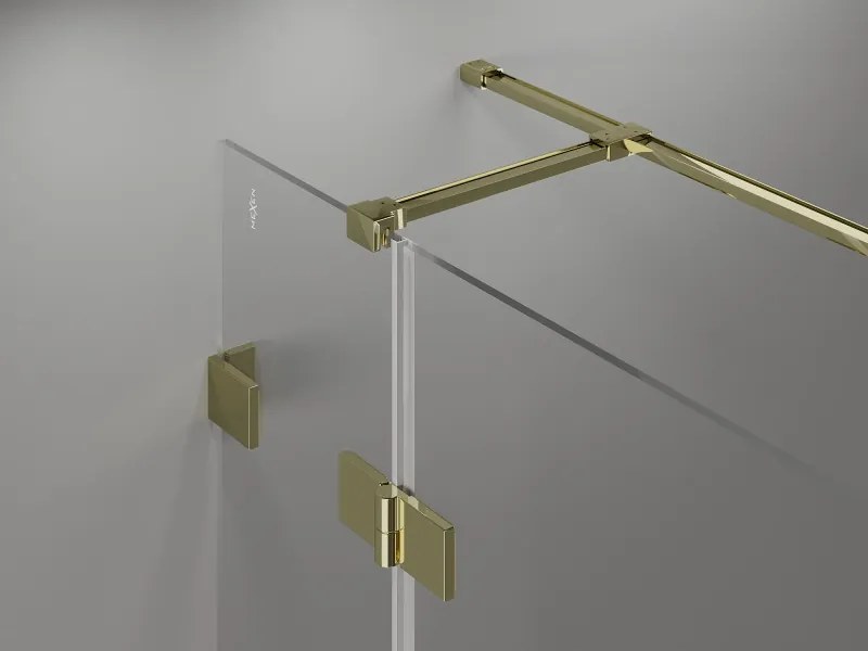 Mexen Lunar T, výklopný pravý sprchový kout 140 x 90 cm, 8mm čiré sklo, zlatý profil, 834T-140-090-50-00-P