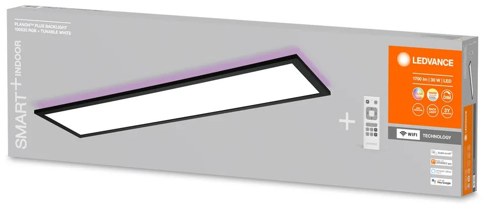 Chytrý stmívatelný WiFi RGBW stropní panel PLANON 100x25