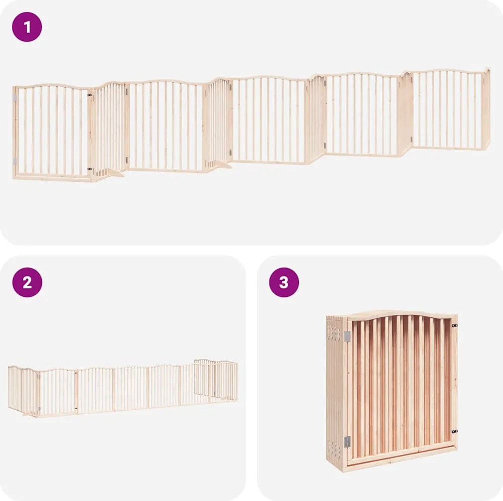 Zábrana pro psy s dvířky skládací 10 panelů 800 cm topol 3155615