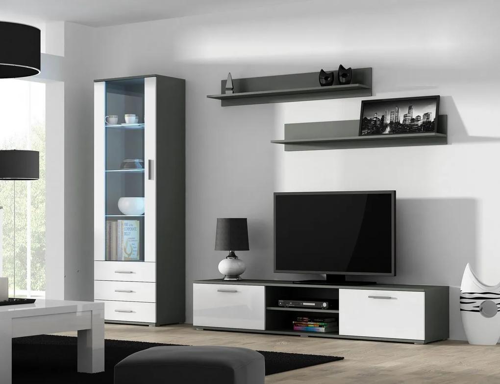 Cama Meble Obývací stěna SOHO 1 Barva: šedá/bílý lesk, Délka TV stolku: 140cm