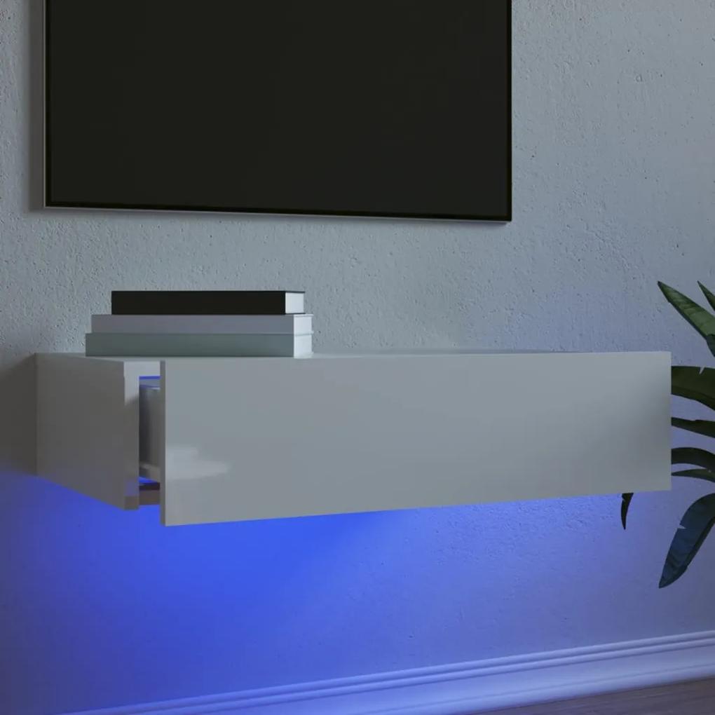 TV skříňka s LED osvětlením bílá vysoký lesk 60 x 35 x 15,5 cm - Default Title