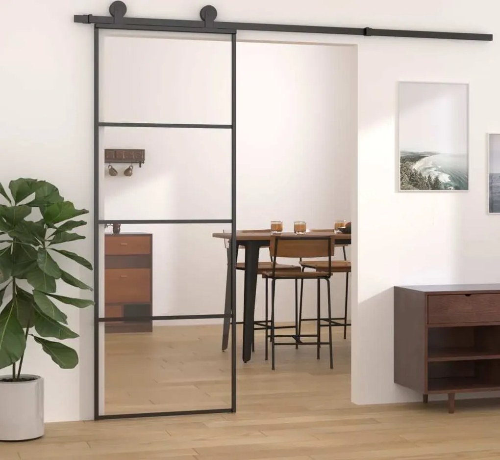 vidaXL Posuvné dveře 76 x 205 cm čiré ESG sklo a hliník [151656] Barva: Bílá