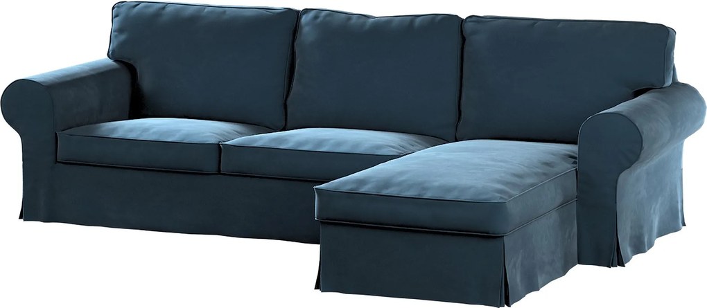 Potah na pohovku IKEA Ektorp 2-místná s lenoškou barva modrá látka lesklé, sametová