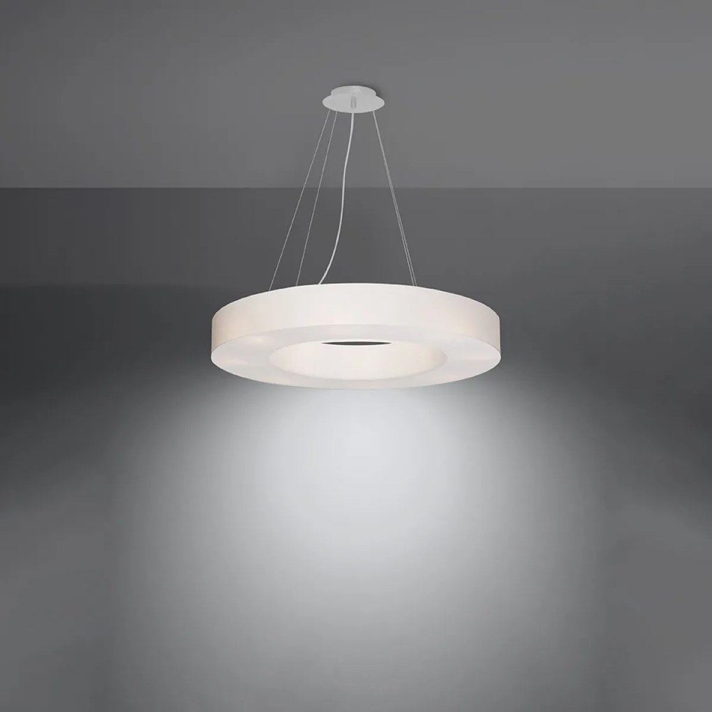 Závěsné svítidlo Saturno Slim, 1x bílé textilní stínítko, (bílý plast), (fi 70 cm)