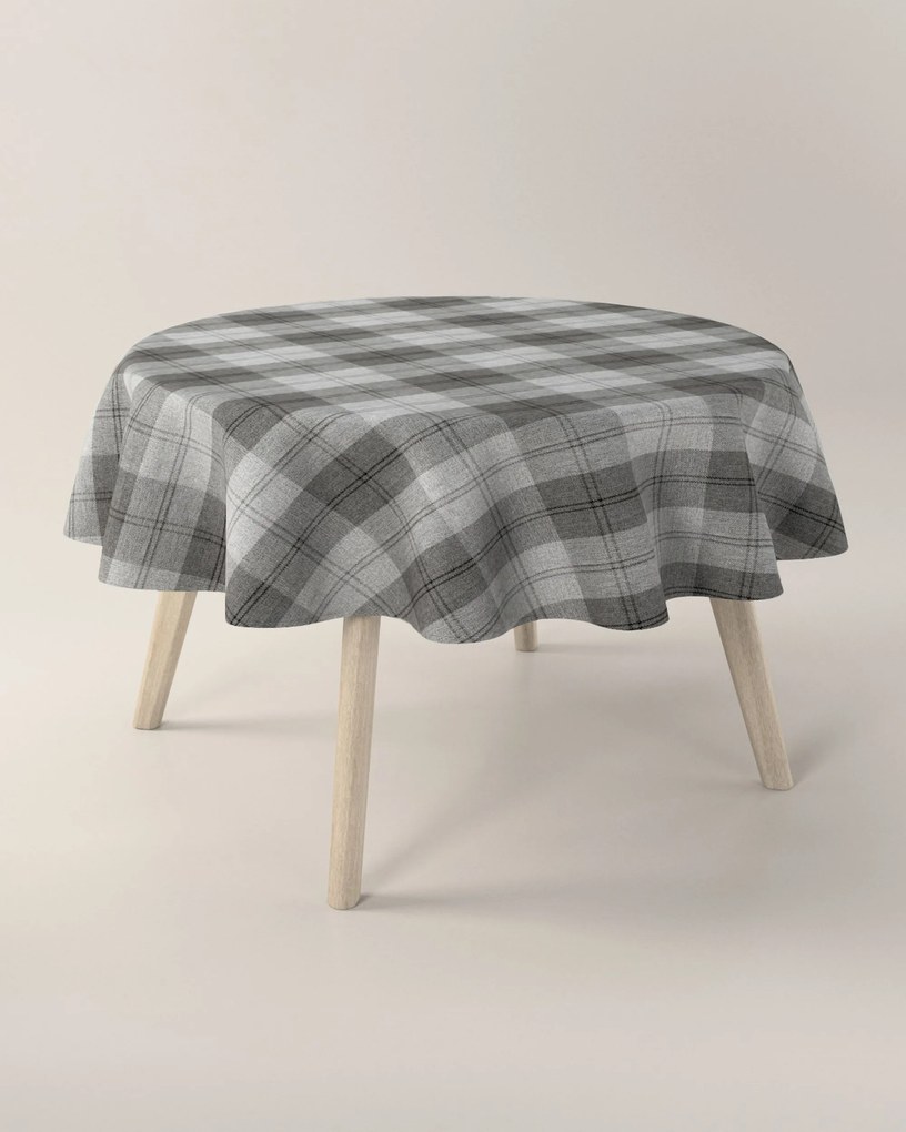 Ubrus kulatý barva šedá látka pletený vzor, vzorované
