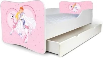 Dětská postel Princ a princezna na koni se šuplíkem - butterfly - Rozměry 160x80
