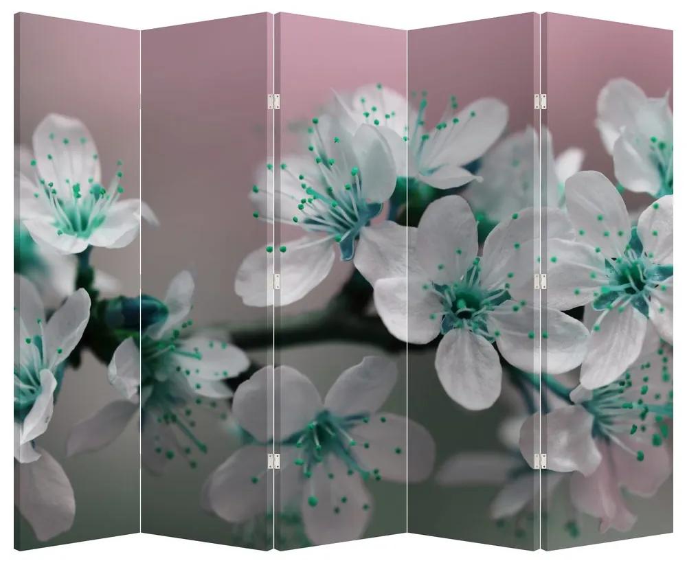 Paraván - Květ - tyrkysový (210x170 cm)