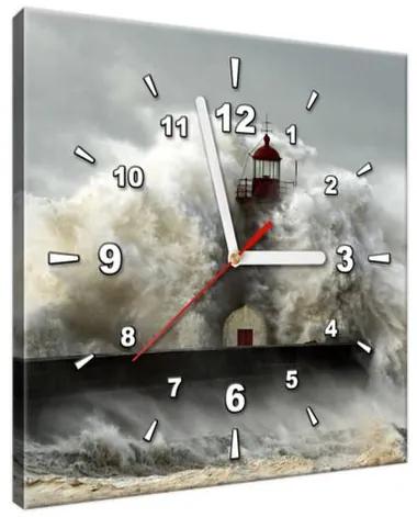 Tištěný obraz s hodinami Větrné pobřeží a vlnobití 30x30cm ZP1306A_1AI