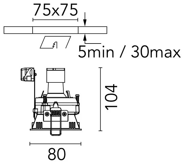 Flos Easy Kap 80 Square Adjustable, černá bodovka, 1x max50W PAR16, 8x8cm