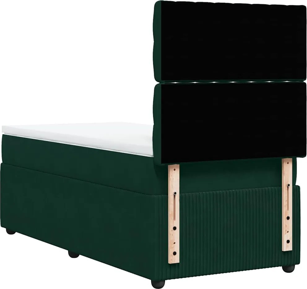 Box spring postel s matrací tmavě zelená 80 x 200 cm samet 3292199