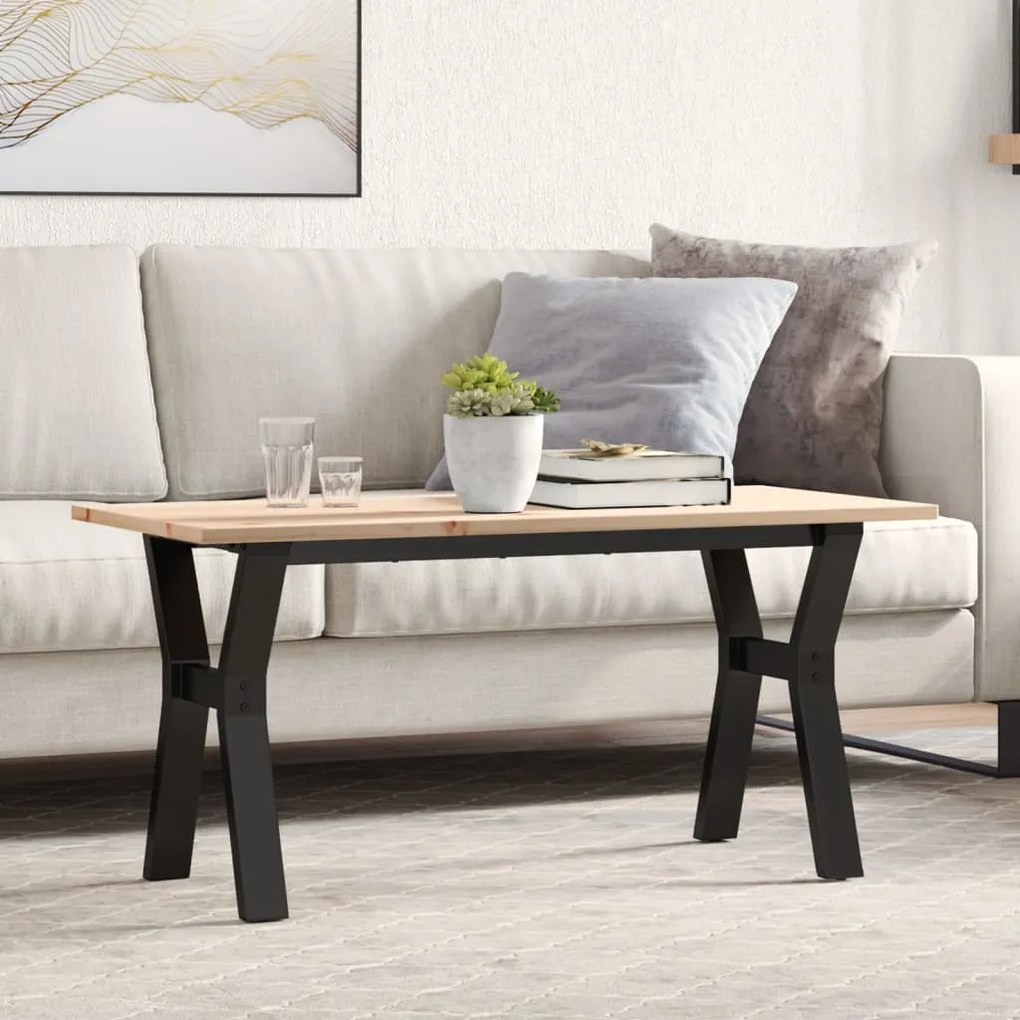 Konferenční stolek s Y rámem 100x50x45 cm borové dřevo a ocel 3282710
