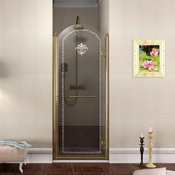 Gelco Antique Sprchové dveře otočné, 800mm, pravé, ČIRÉ sklo, bronz, GQ1380RC