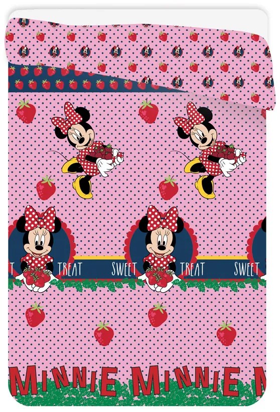 JERRY FABRICS Prošívaná deka Minnie jahody polyester 180/260 cm