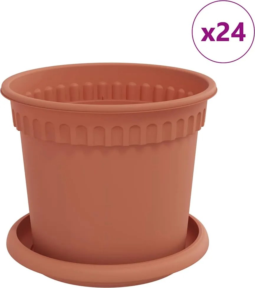 Květináče 24 ks Cihlově červená Plast 3403263
