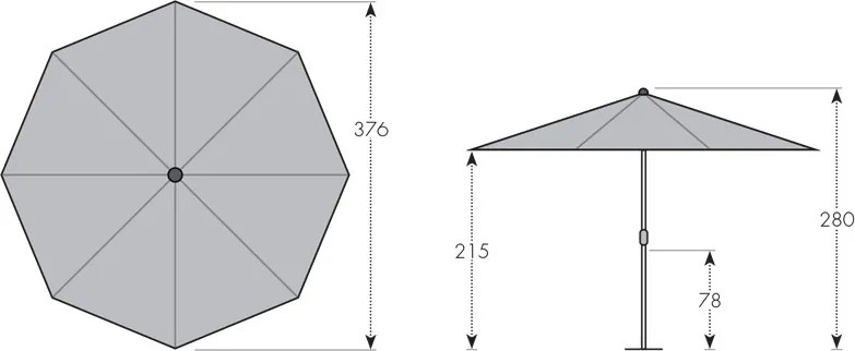 Doppler ACTIVE KURBEL zahradní slunečník 380 cm hnědá