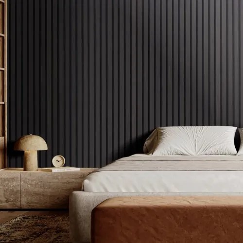 Dřevěné lamelové akustické panely 20,1 × 240 cm pro moderní nástěnný dekor Černý dub