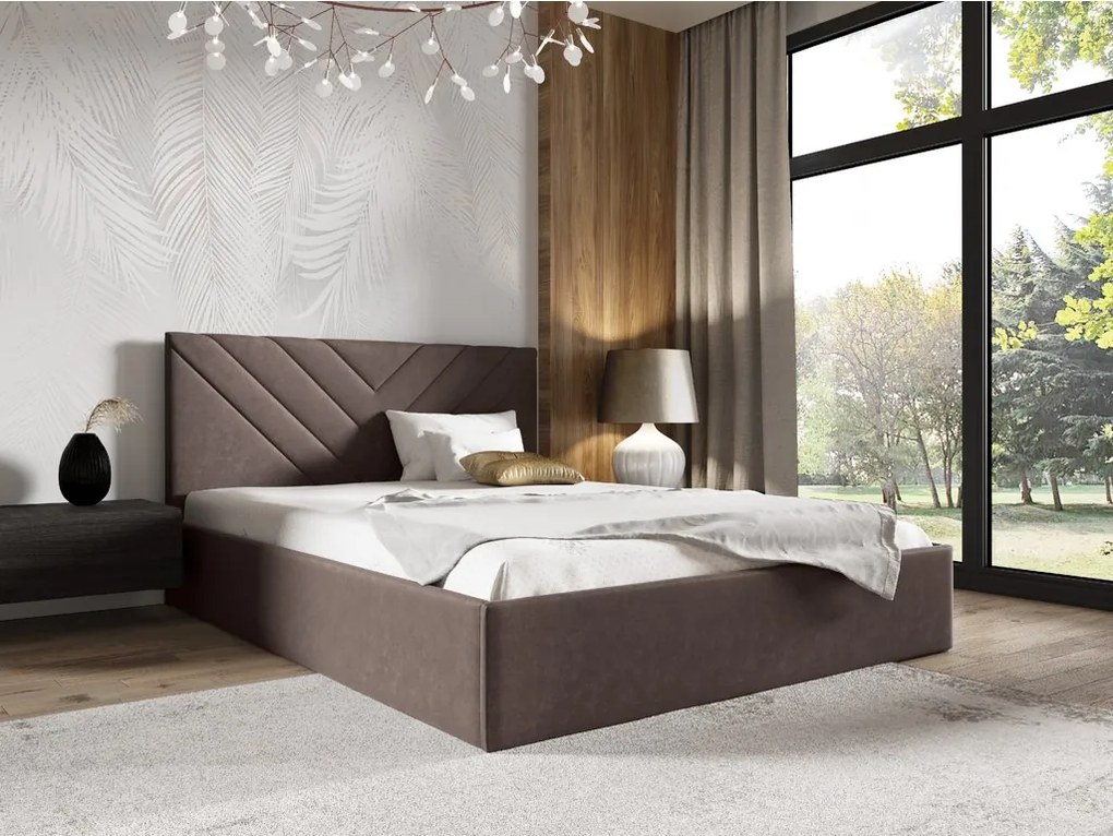 Eka Čalouněná postel LIZA 160x200 cm Barva látky Trinity: Světle hnědá (Trinity 2306), Úložný prostor: Bez úložného prostoru