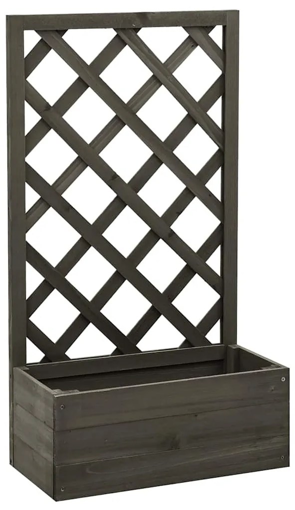 Zahradní truhlík s treláží šedý 50 x 25 x 90 cm masivní jedle 314831
