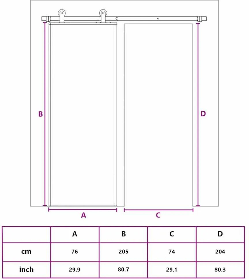 vidaXL Marketos Posuvné dveře 3dílné ESG sklo a hliník 76 x 205 cm černé