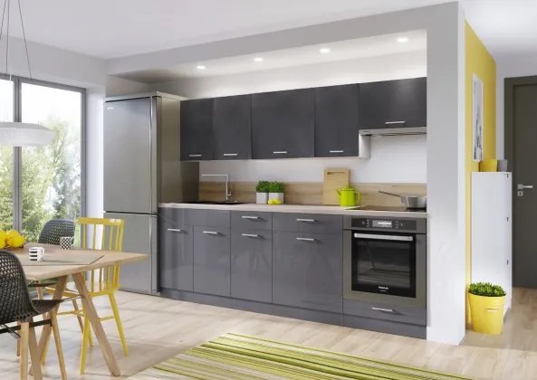 Kuchyňský blok Modern Lux - 240 cm (šedá lesk)