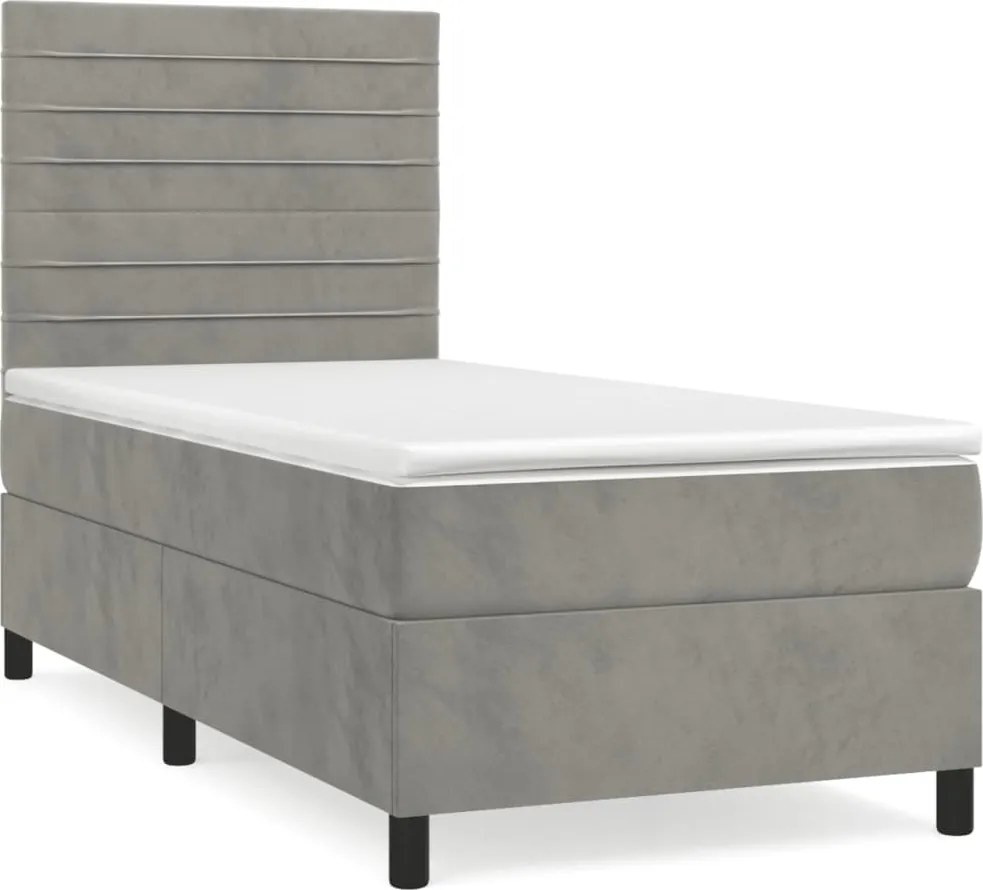 Box spring postel s matrací světle šedá 90x190 cm samet 3143055