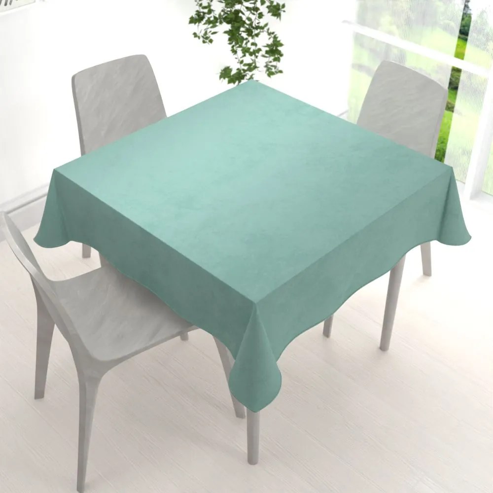 Biante Velký sametový čtvercový ubrus Velvet Premium SVP-048 Pastelová ledově zelená 230x230 cm