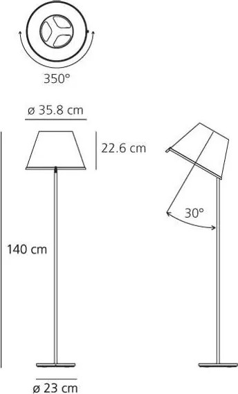Artemide 1135020A Choose Floor, designová stojací lampa, antracit/pergamen, 2x12W E27, 140cm
