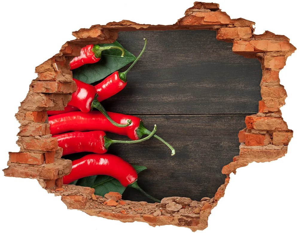 Wallmuralia Nálepka 3D díra Chilli papričky 90x70 cm