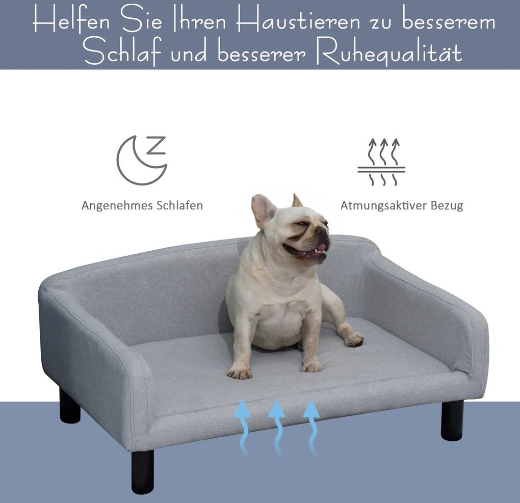 PawHut pohovka pro psy stylová pohovka s potahem a dřevěnými nohami 82x54x36cm pro malé psy a kočky | Aosom.de