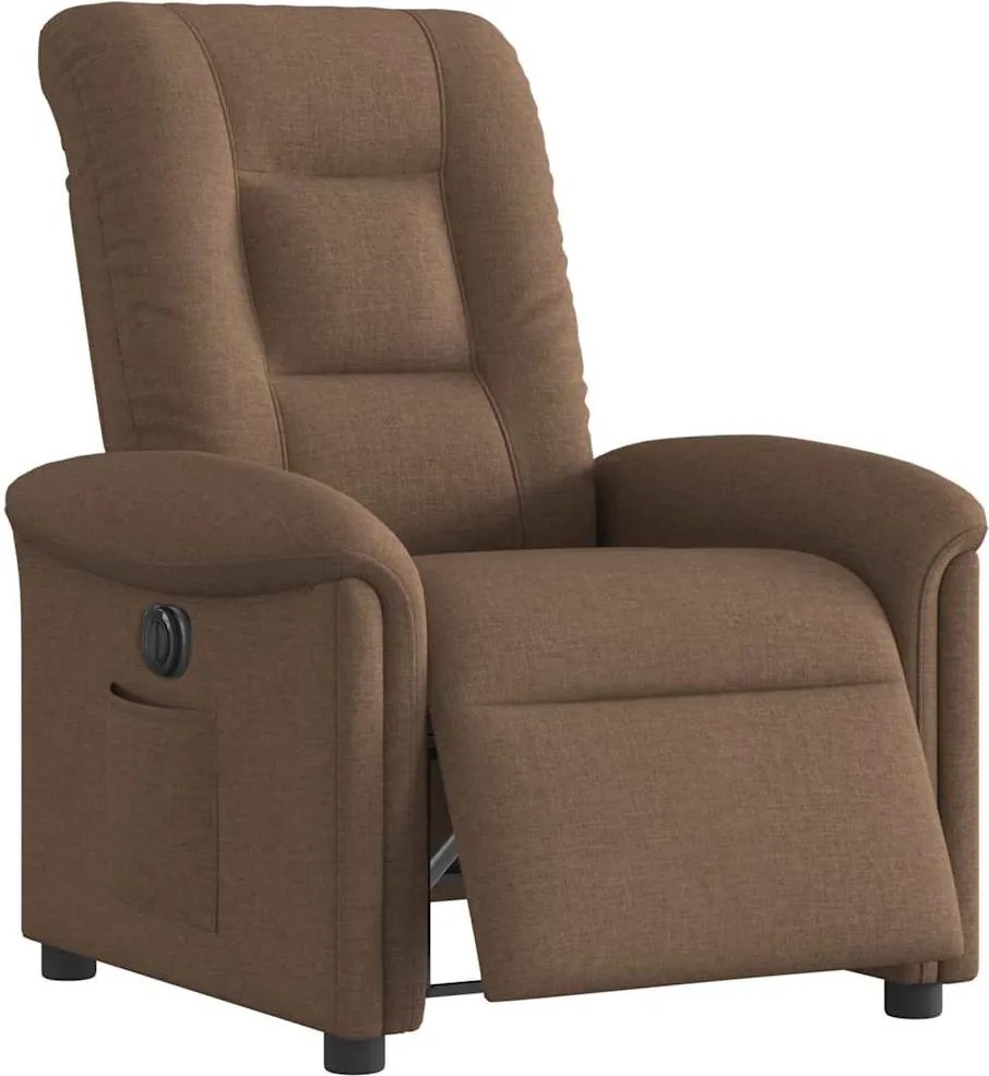 Elektrické polohovací křeslo hnědé textil 3303238