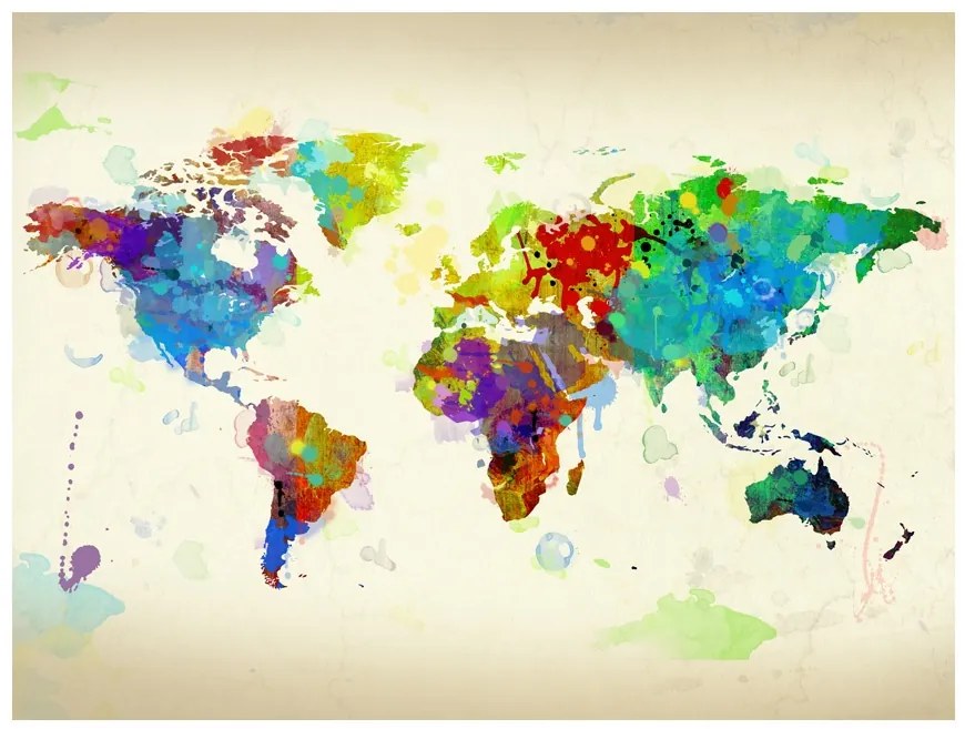 Fototapeta - Paint splashes map of the World