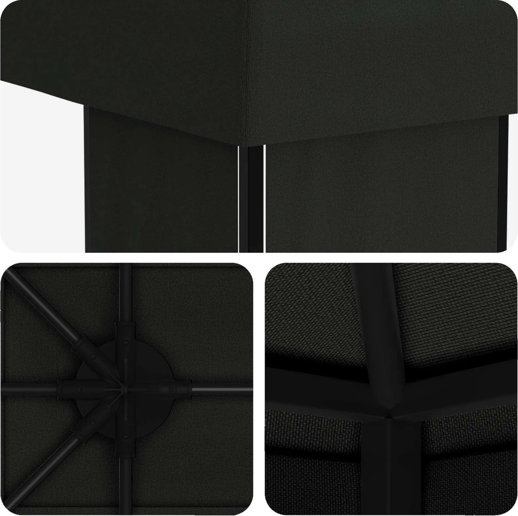 Zahradní altán 6 x 3 m Černá Polyester a ocel 190 gsm 3376016