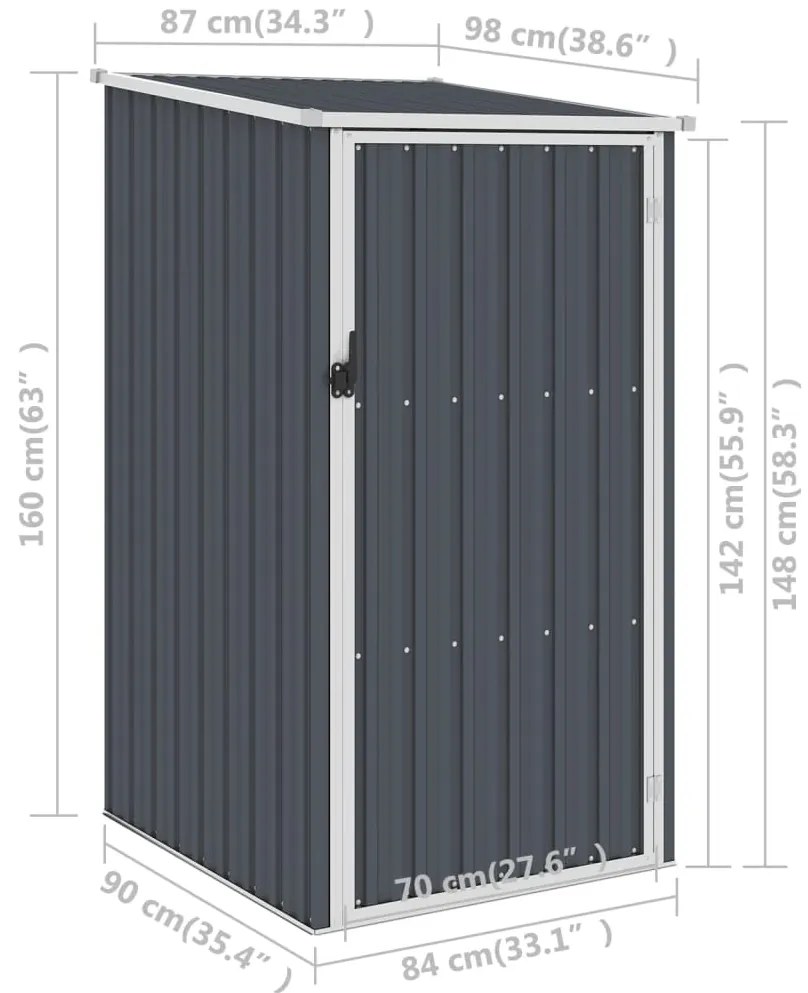 vidaXL Marketos Zahradní přístřešek antracitový 87x98x159 cm pozinkovaná ocel