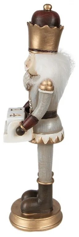 Vánoční dekorace zlato-šedý Louskáček s adventním kalendářem v náručí – 22 cm