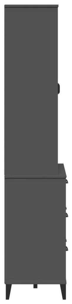Příborník VIKEN antracitově šedý 80x40x190 cm masivní borovice,  3207152