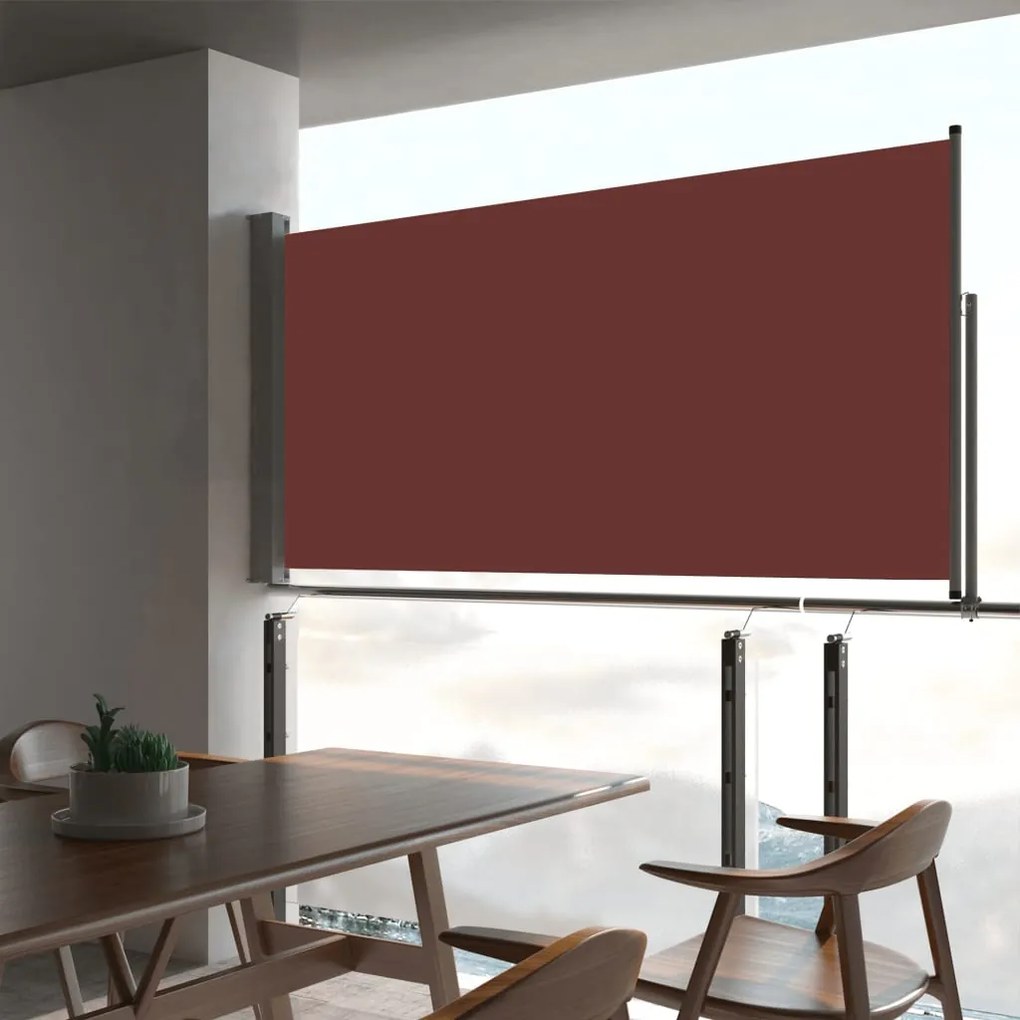 48361 vidaXL Zatahovací boční markýza / zástěna na terasu 80 x 300 cm hnědá