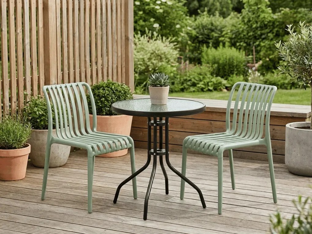 Zahradní set TREGO ISLAND - 2 židle a kulatý stůl ø 60 cm, zelená