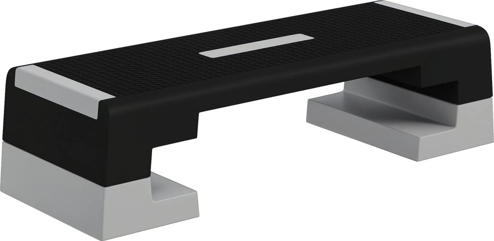 SPORTNOW Nastavitelný výškový steper s odnímatelnými schůdky a protiskluzovou základnou, aerobní schod v ABS, 97x36x15/20/25 cm, Šedá