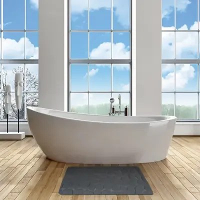 MSV PEBBLES koupelnová předložka 40 x 60 cm tmavě šedá / polyester, PU